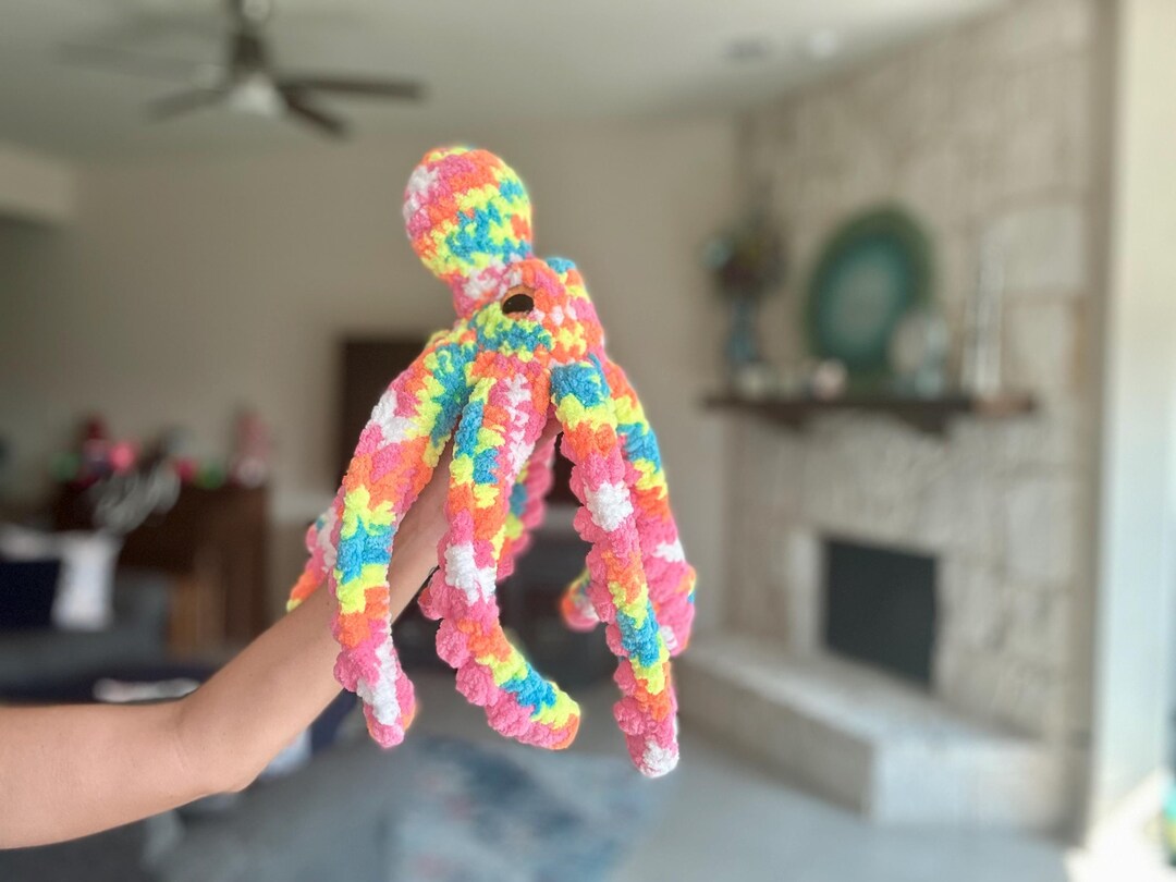 Nelly~the Neon Sherbet Octopus Plushie, Handmade Crochet Gift ...
