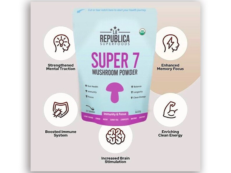 Organic Super 7 Mushroom Powder - 100% Full-fruiting Bodies (8oz Bag ...