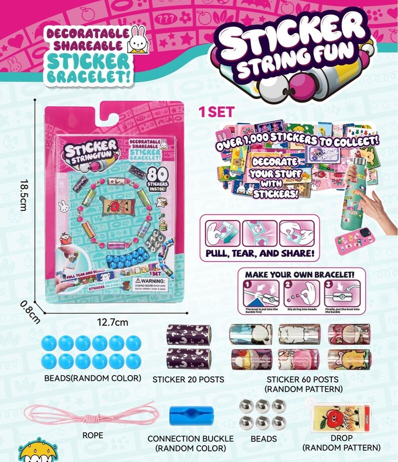 Beaded Bracelet Sticker Kit - DIY Friendship Band & Jewelry Making Set ...