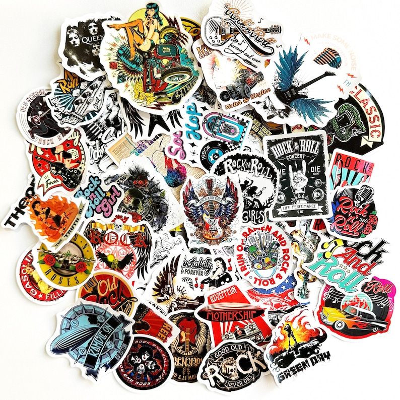 50 Pcs Rock Band Stickers Pack, Punk Rock and Roll Stickers,classic ...