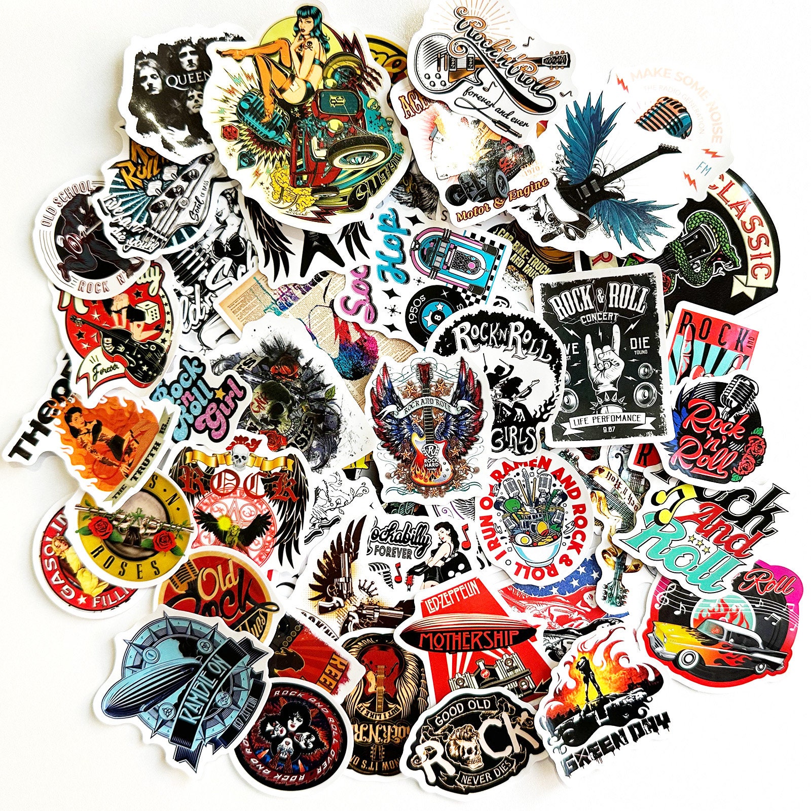 50 Pcs Rock Band Stickers Pack, Punk Rock and Roll Stickers,classic ...