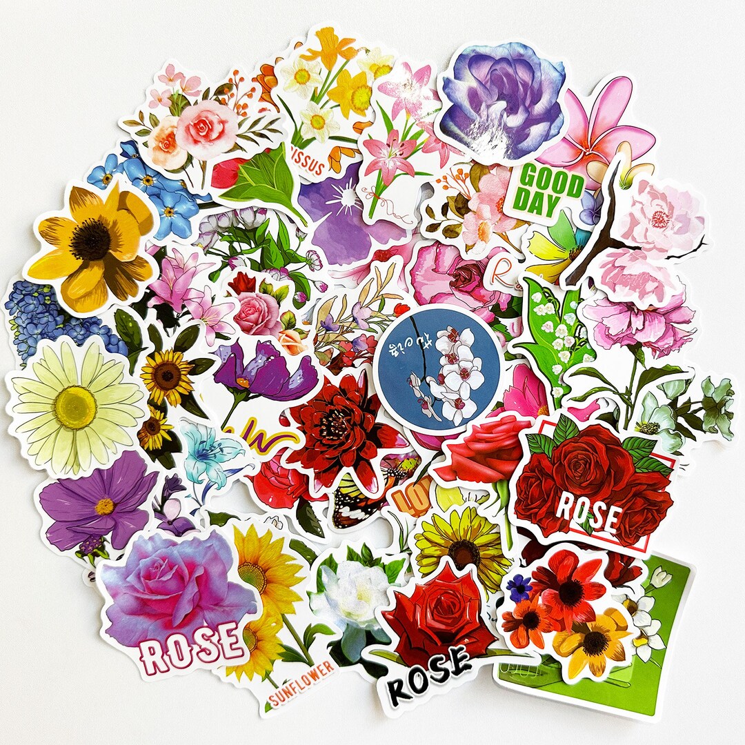 50 Pcs Flower Butterfly Stickers Decals for Adults Women Teen Girls ...