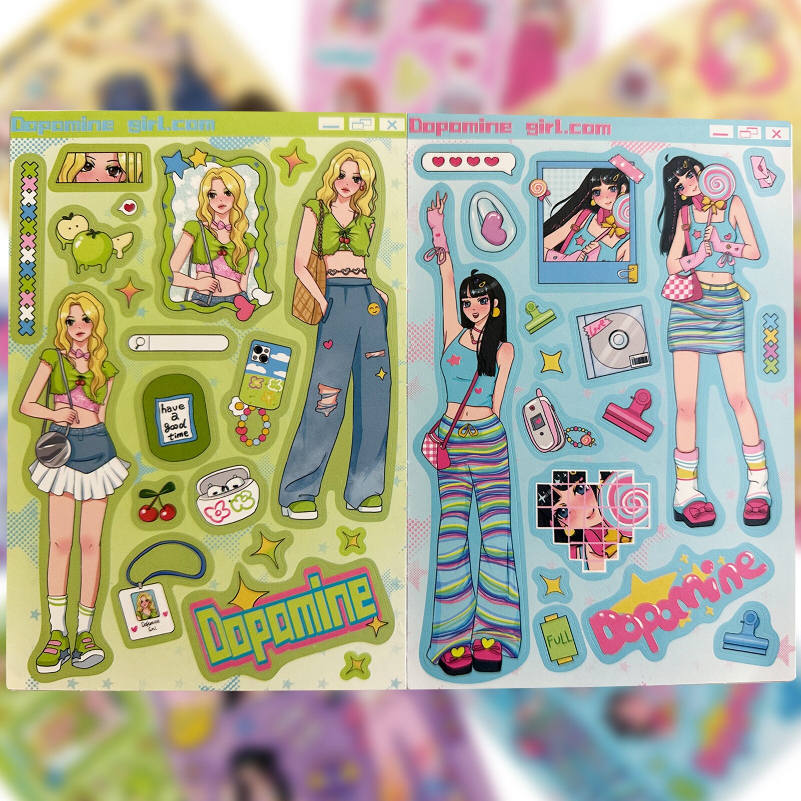 8 Original Dopamine Teenage Girls Wearing Guka Ins Style of Stickers ...