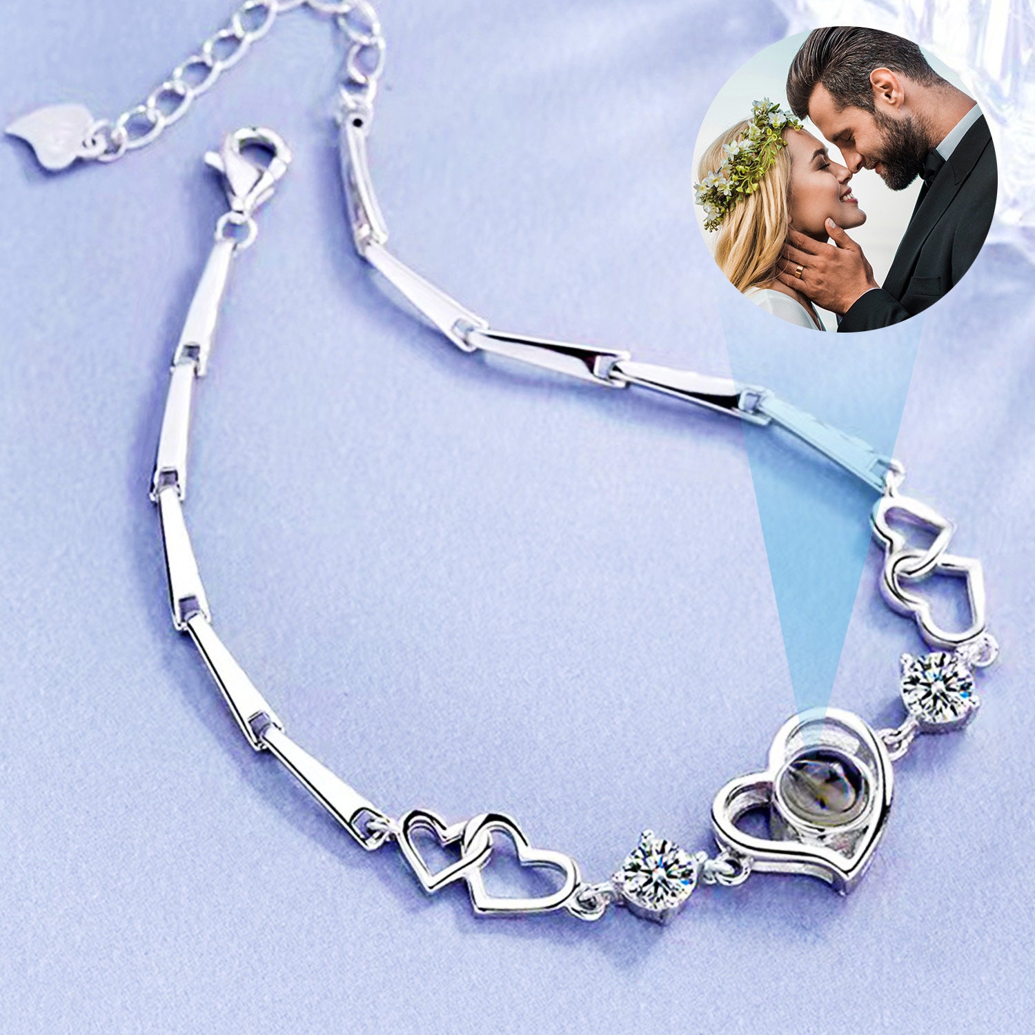 Rose Gold Custom Photo Projection Bracelet,heart Projection Bracelet ...