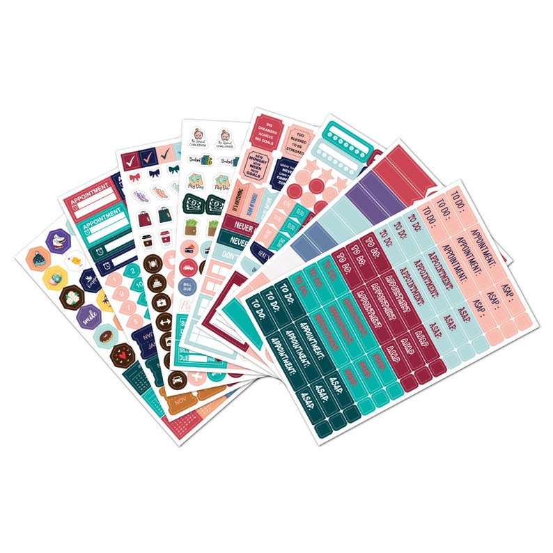 Planner Stickers Pack, 8 Sheets Stickers Variety Assortment Bundle ...