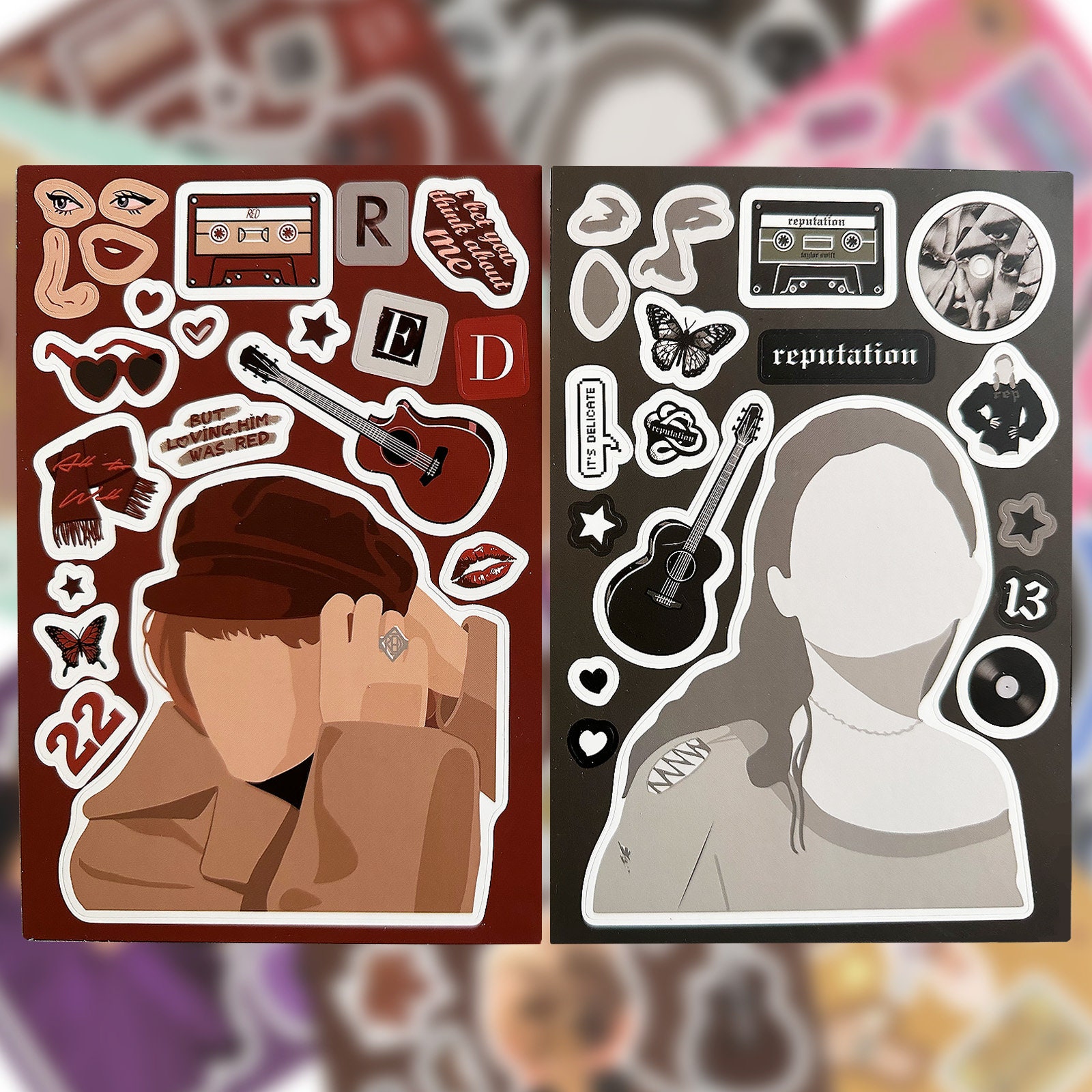 8 Sheets Singer Make a Face Stickers for Taylor, DIY Puzzle Swift Ablum ...