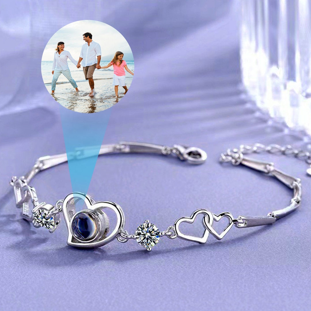 Rose Gold Custom Photo Projection Bracelet,heart Projection Bracelet ...