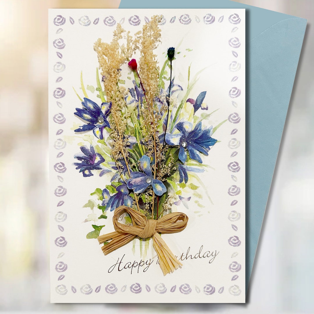 Elegant Dried Flower Greeting Cards | Mothers Day Card | Unique ...