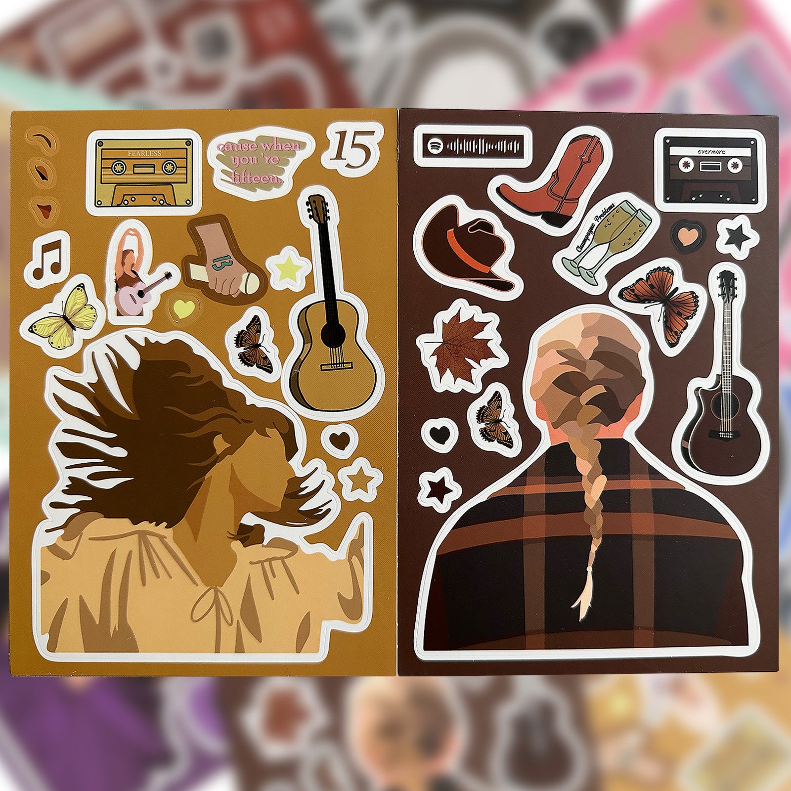 8 Sheets Singer Make a Face Stickers for Taylor, DIY Puzzle Swift Ablum ...