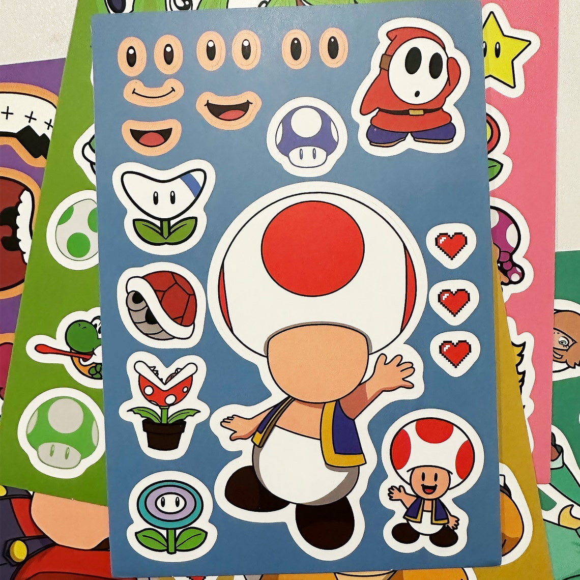 8 Pcs Variety DIY Stickers Cards, Super Mario Brothers Waterproof ...