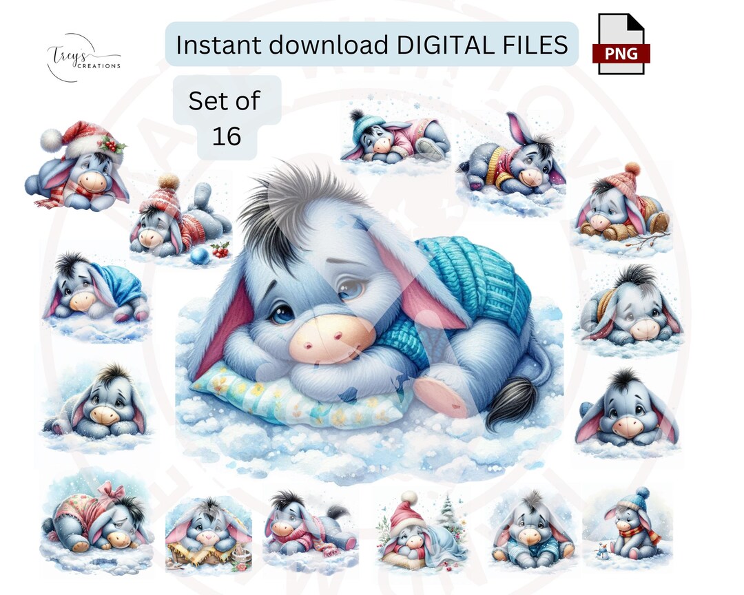 Eeyore PNG Bundle, Eeyore Clip Art, DIGITAL DOWNLOAD, Eeyore Cartoon ...
