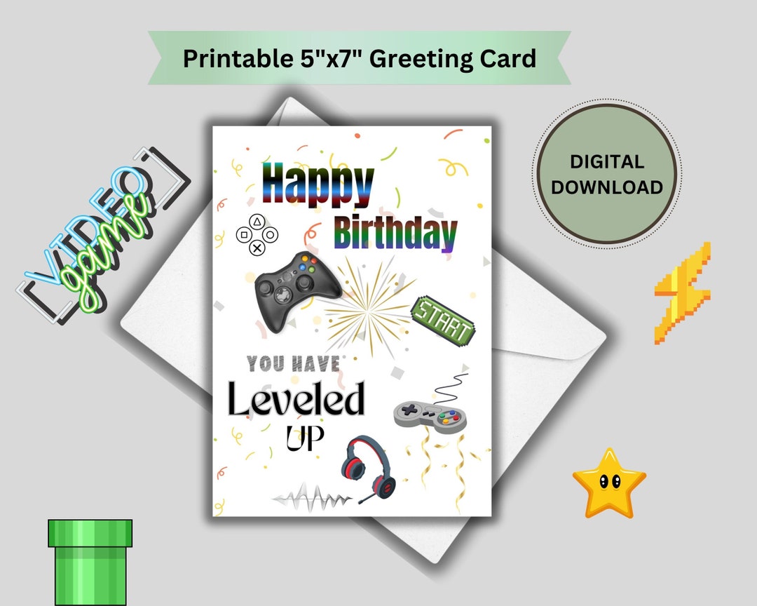 Video Game Digital Birthday Card, Printable Card for Teenage Boy, Son ...