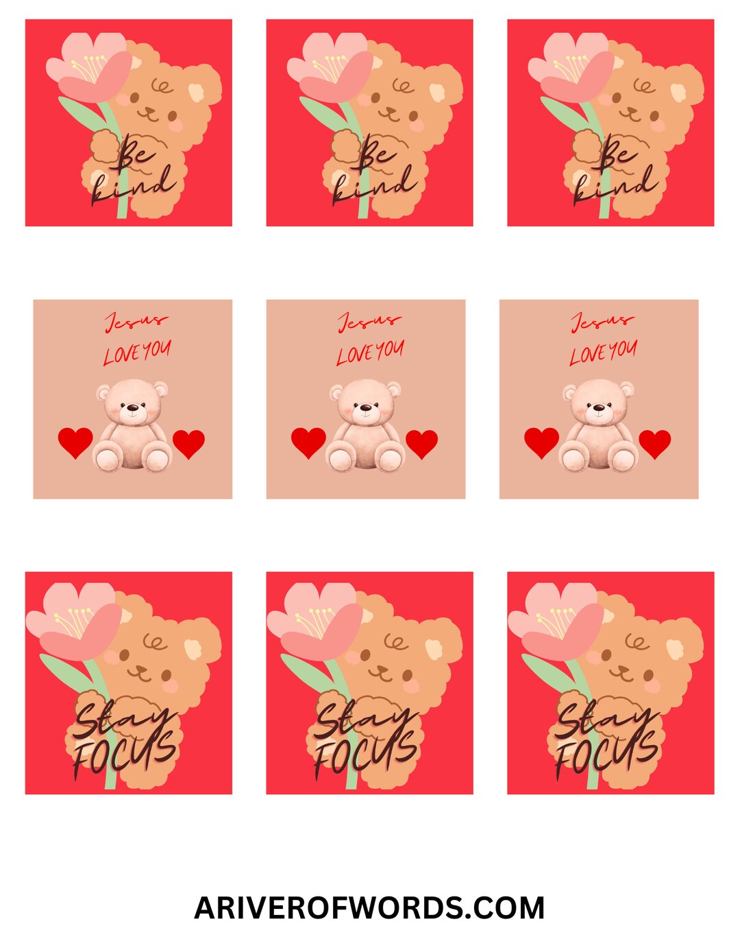 CUTE TEDDY BEAR Printable Stickers - Etsy