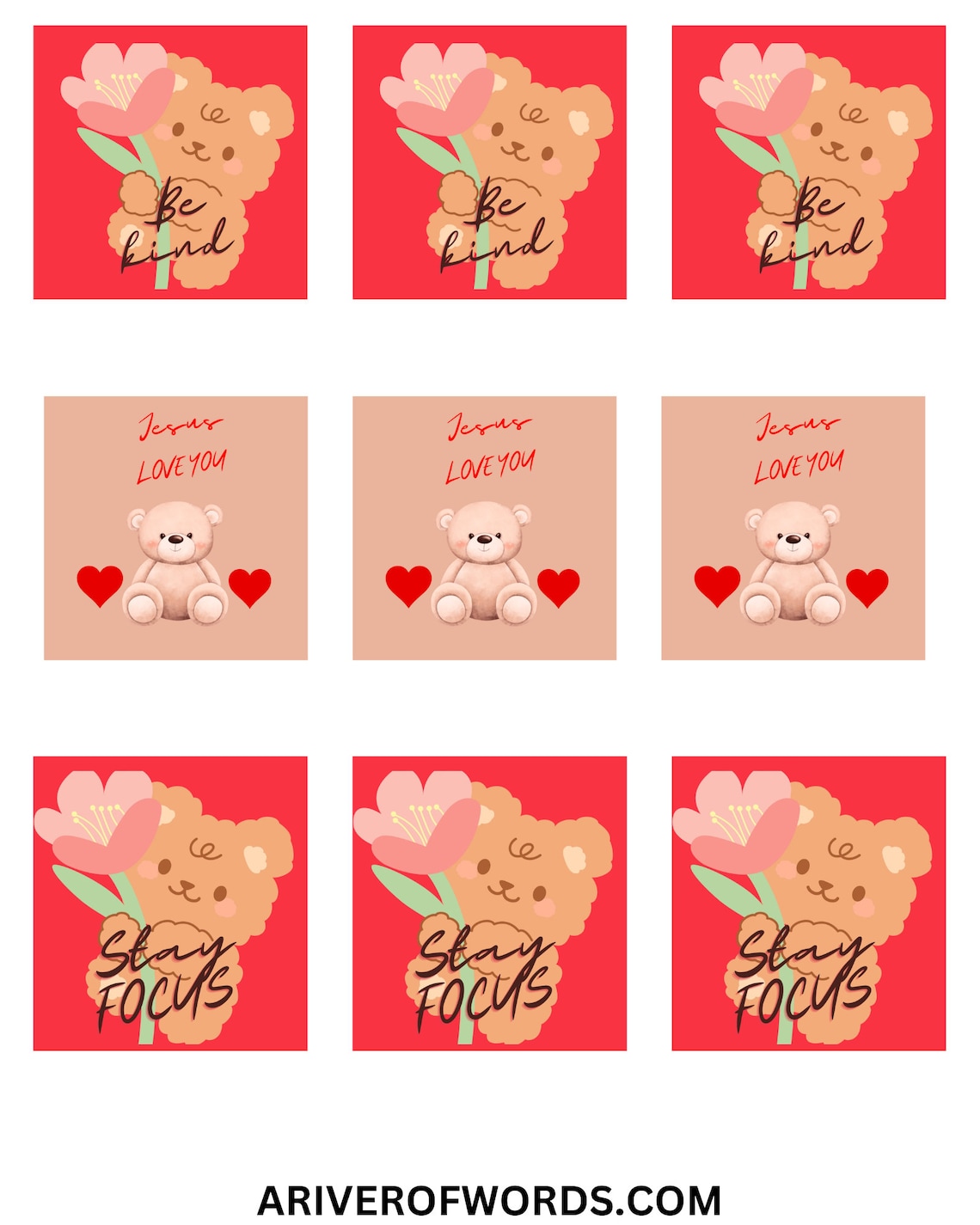CUTE TEDDY BEAR Printable Stickers - Etsy