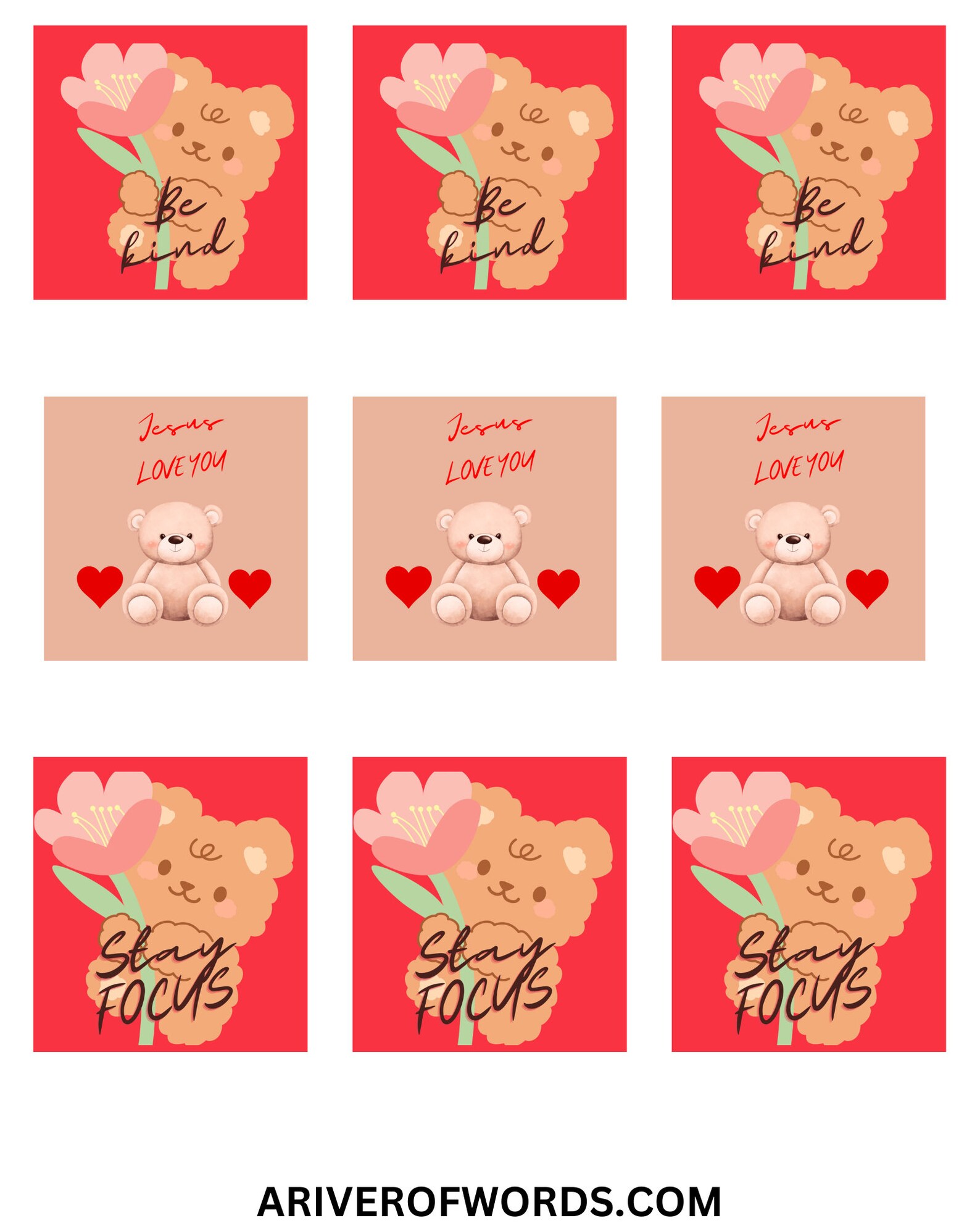 CUTE TEDDY BEAR Printable Stickers - Etsy