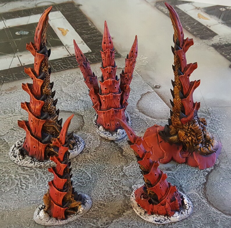 Painted Alien Hive Spires Terrain Set for Science Fiction Wargames - Etsy