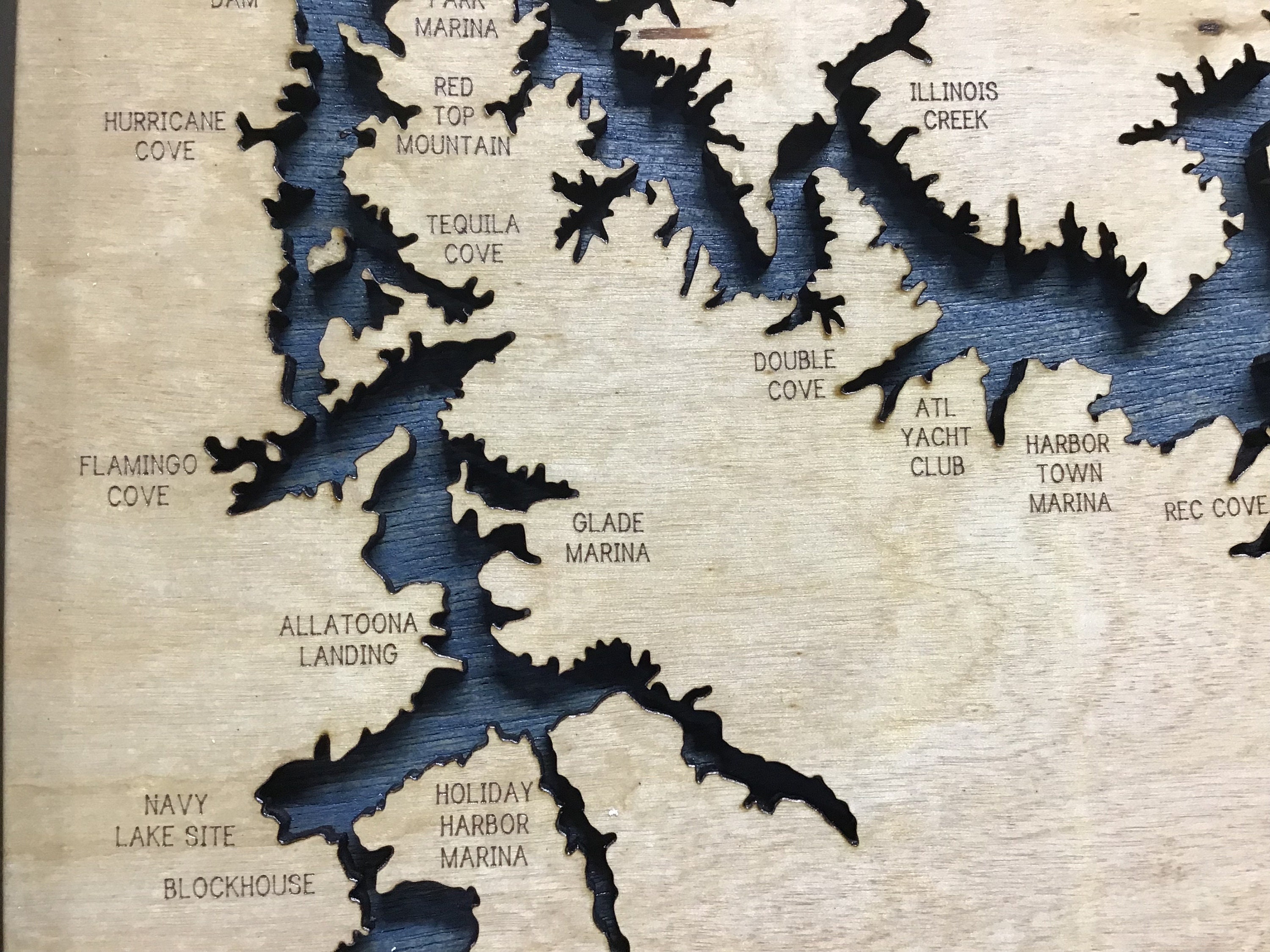 Any Lake, Custom Lake Map, Layered Wood Art, Allatoona Lake, Engraved ...