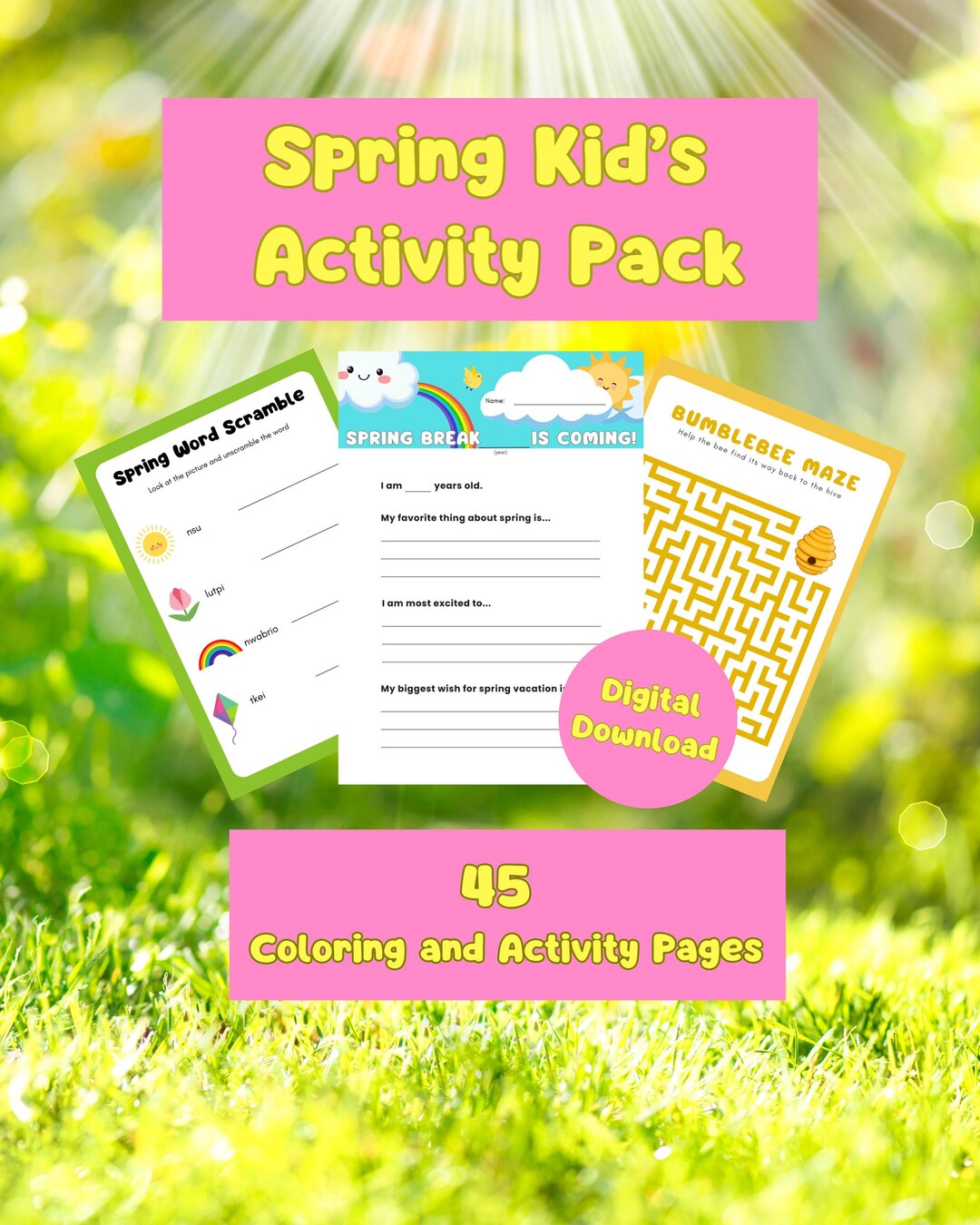 Spring Activity Pack for Kids | Printable Spring Worksheets & Coloring ...