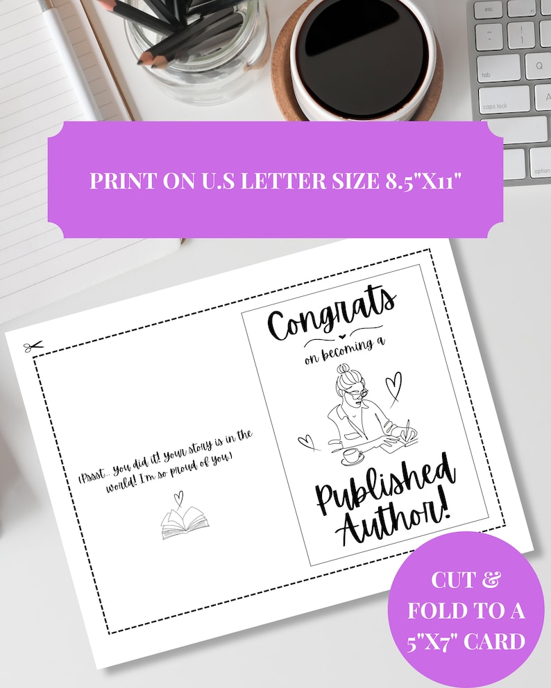 Published Author Congrats Card, Digital Download Card, Congrats Card ...