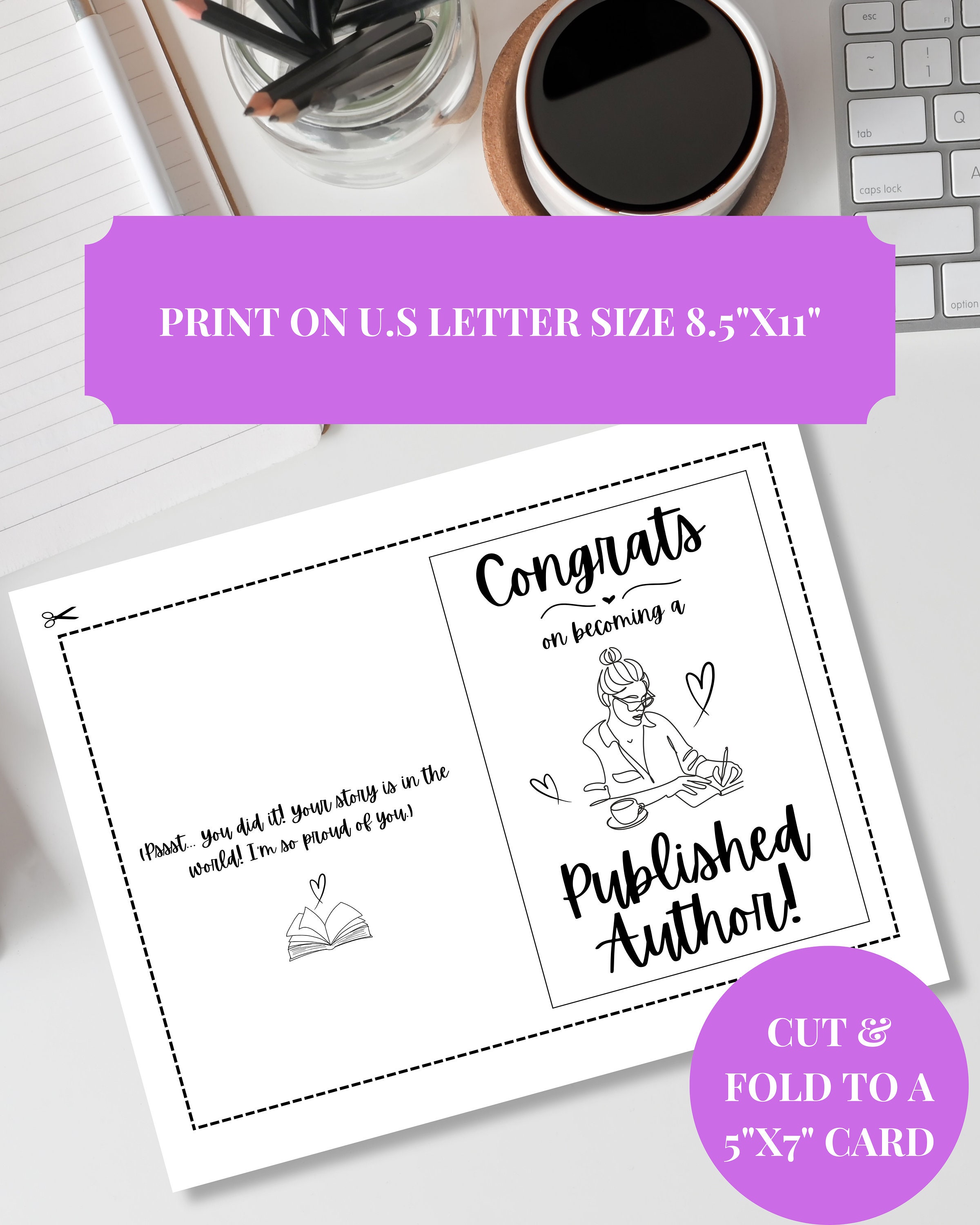 Published Author Congrats Card, Digital Download Card, Congrats Card ...