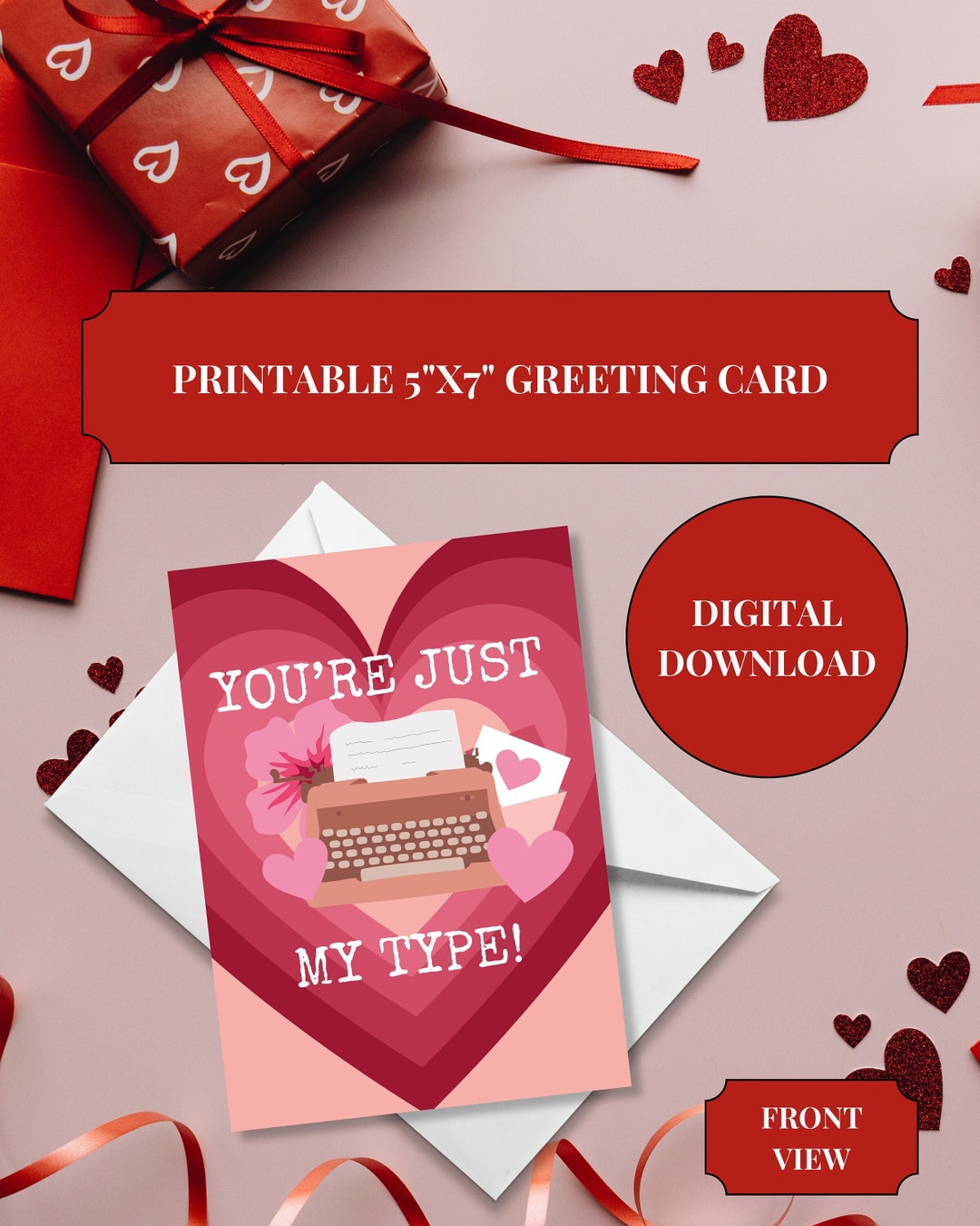 You're Just My Type Valentine, Printable Writing Valentine Card ...
