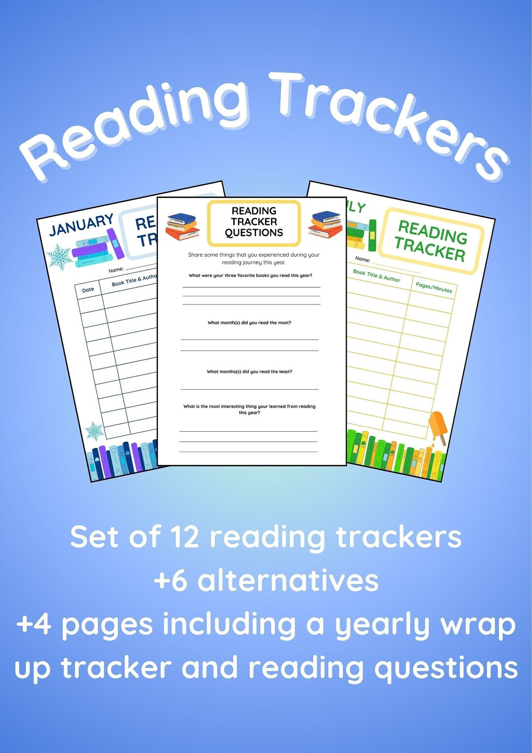 Reading Trackers, Reading Logs, Monthly Reading Trackers, Reading Logs ...