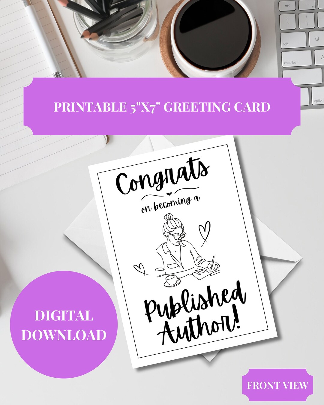 Published Author Congrats Card, Digital Download Card, Congrats Card ...