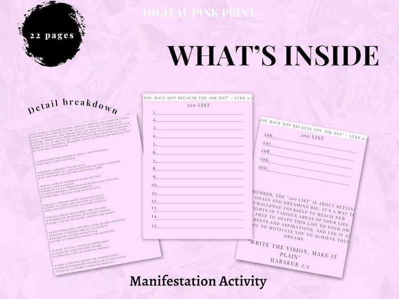 300 List | Write the Vision | Bucket List | Goodnotes Template | Steve ...