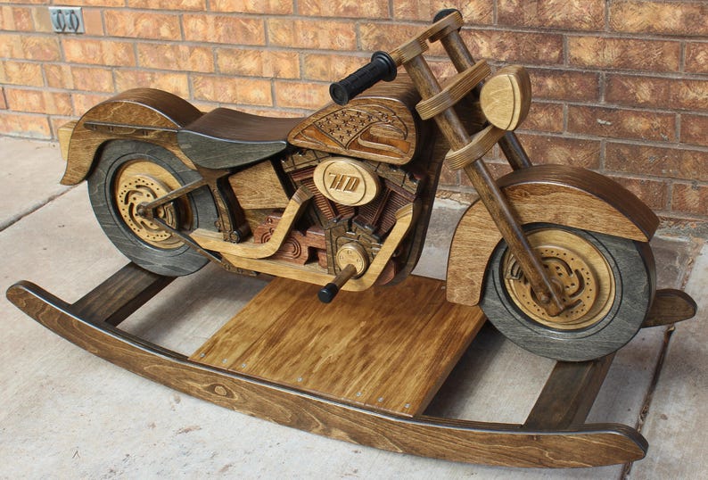 Handmade Motorcycle Rocking Horse: Custom Wooden Harley Style - Etsy