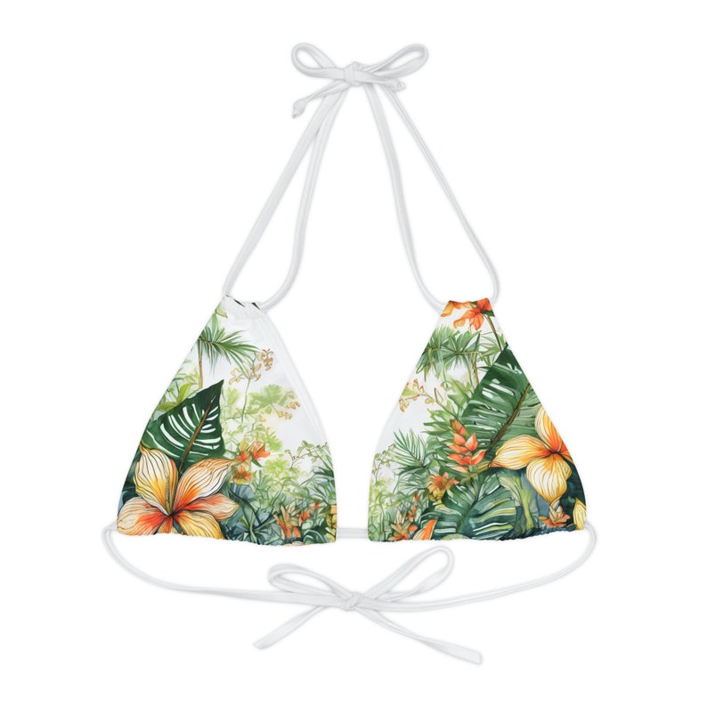 Tropical Bikini Top Strappy Triangle Bikini Top Gift for Her Beach Day ...