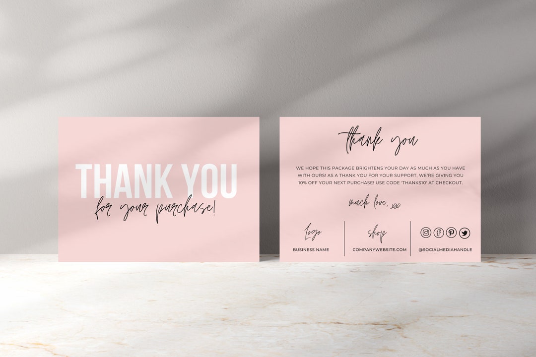 200 Custom Thank You Cards, Thank You for Your Purchase, Small Business ...