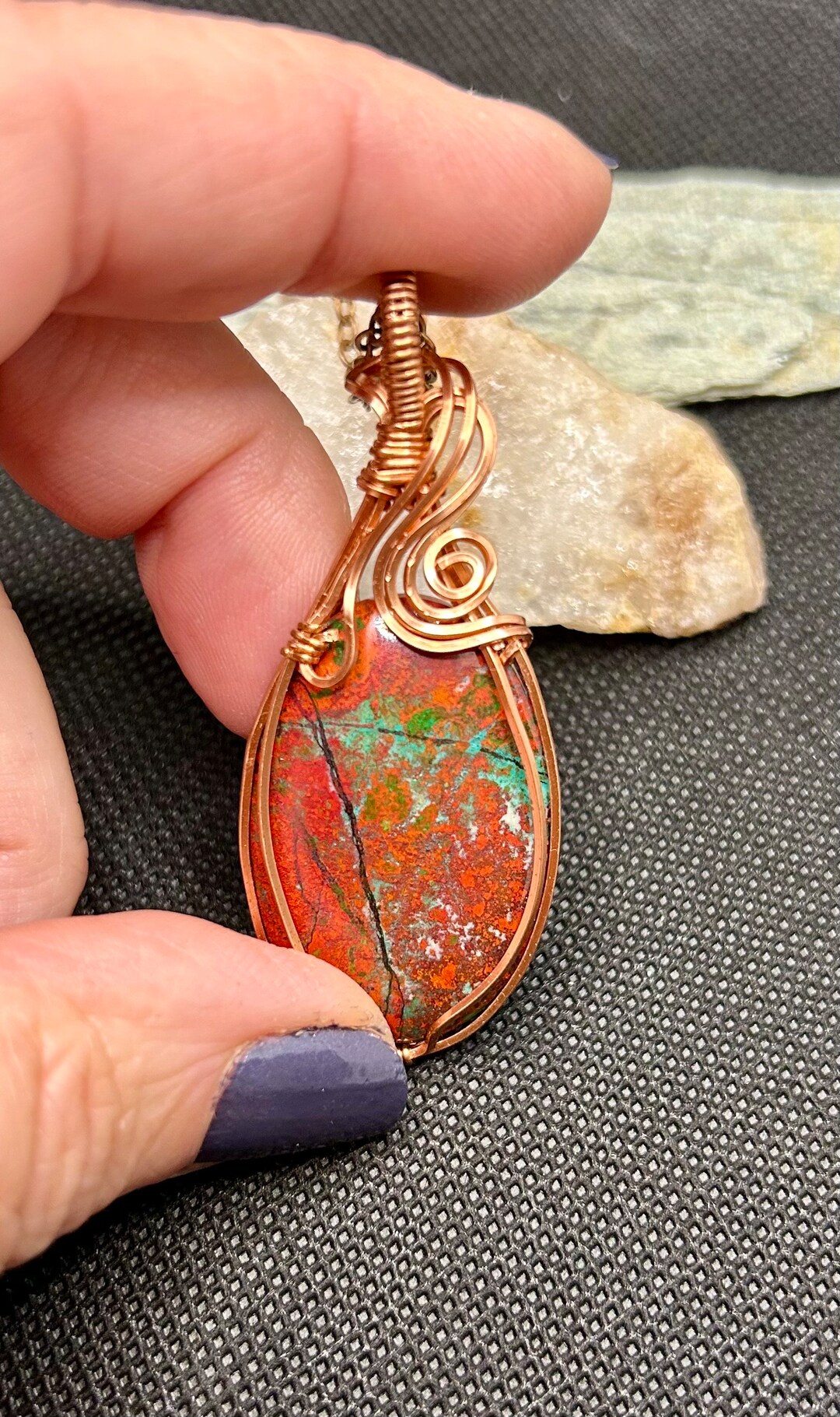 Copper Wrapped Sonoran Sunset Jasper Pendant - Etsy