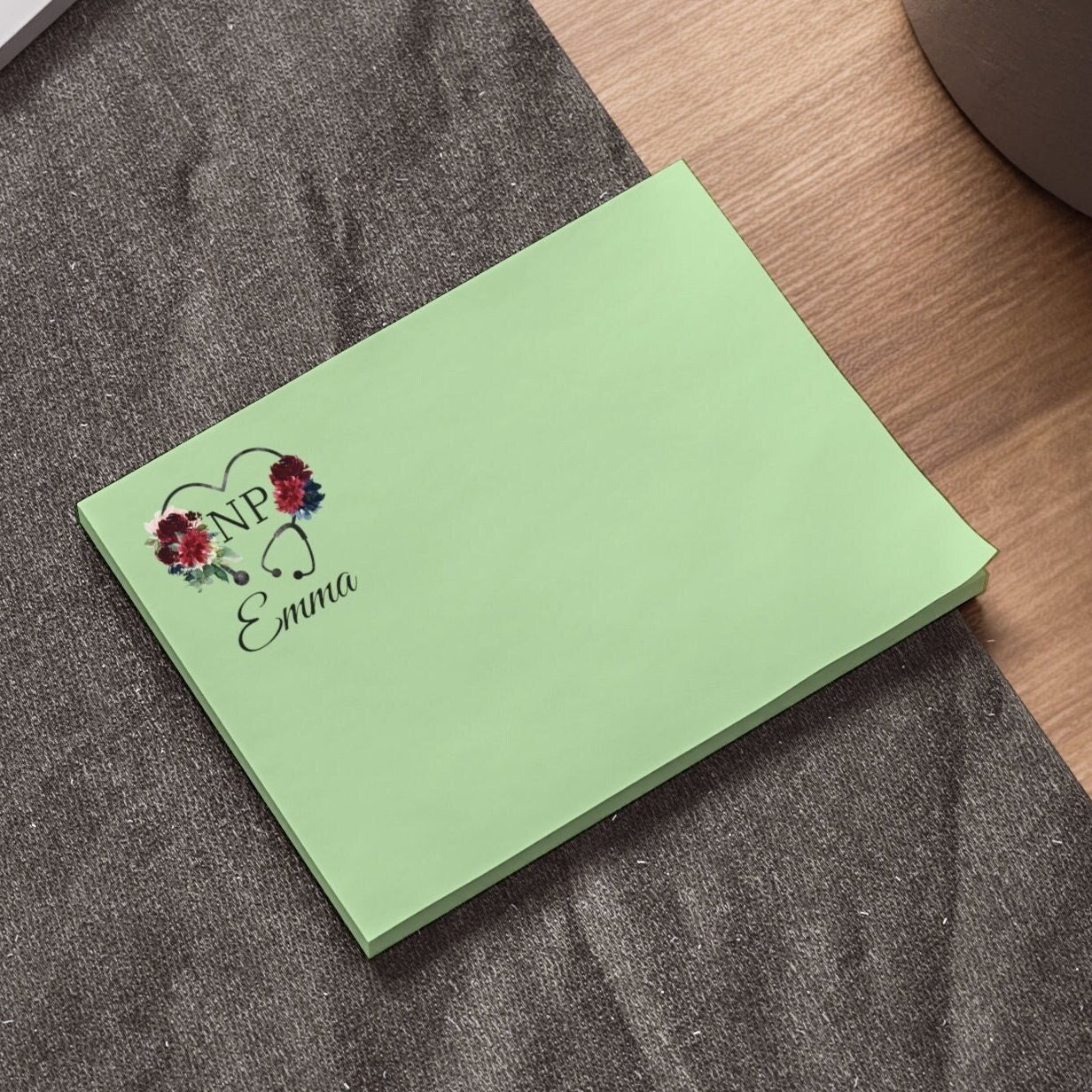 Floral Stethoscope Custom Name Credentials Post It Notes for Doctor ...
