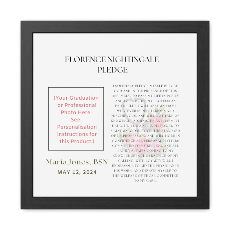Florence Nightingale Pledge Personalized Wall Hanging Gift for Graduate ...