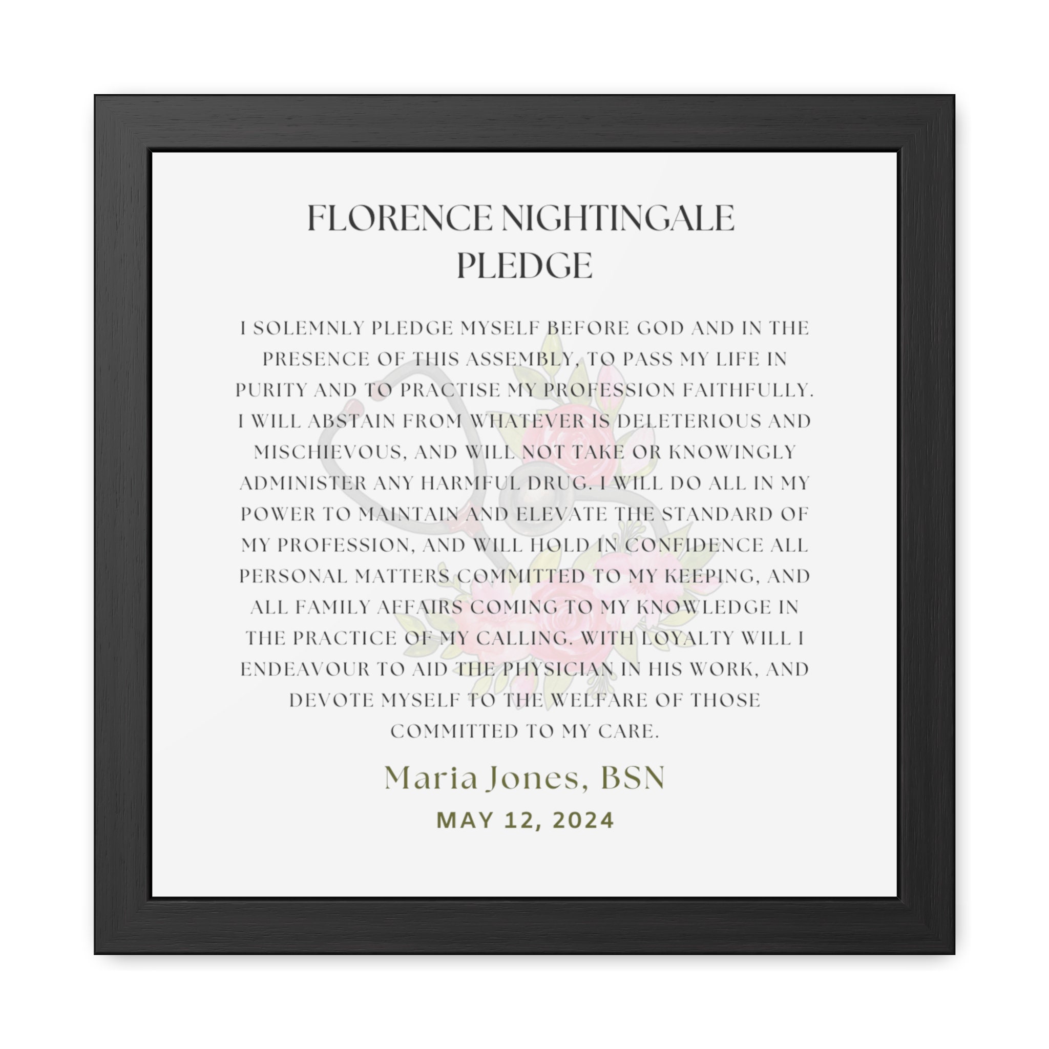 Florence Nightingale Pledge Wall Hanging Picture Gift for Graduate ...