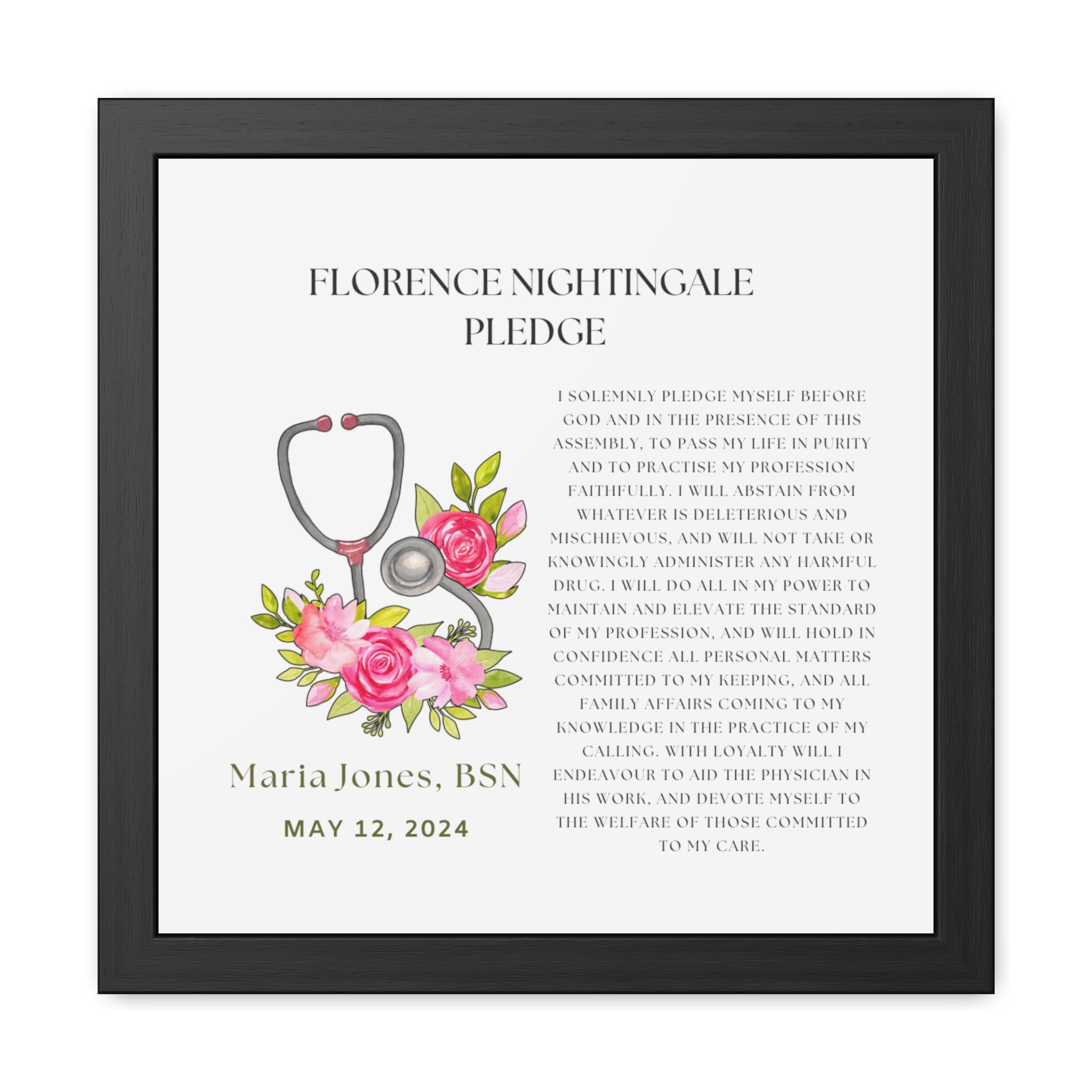 Florence Nightingale Pledge Wall Hanging Picture Gift for Graduate ...
