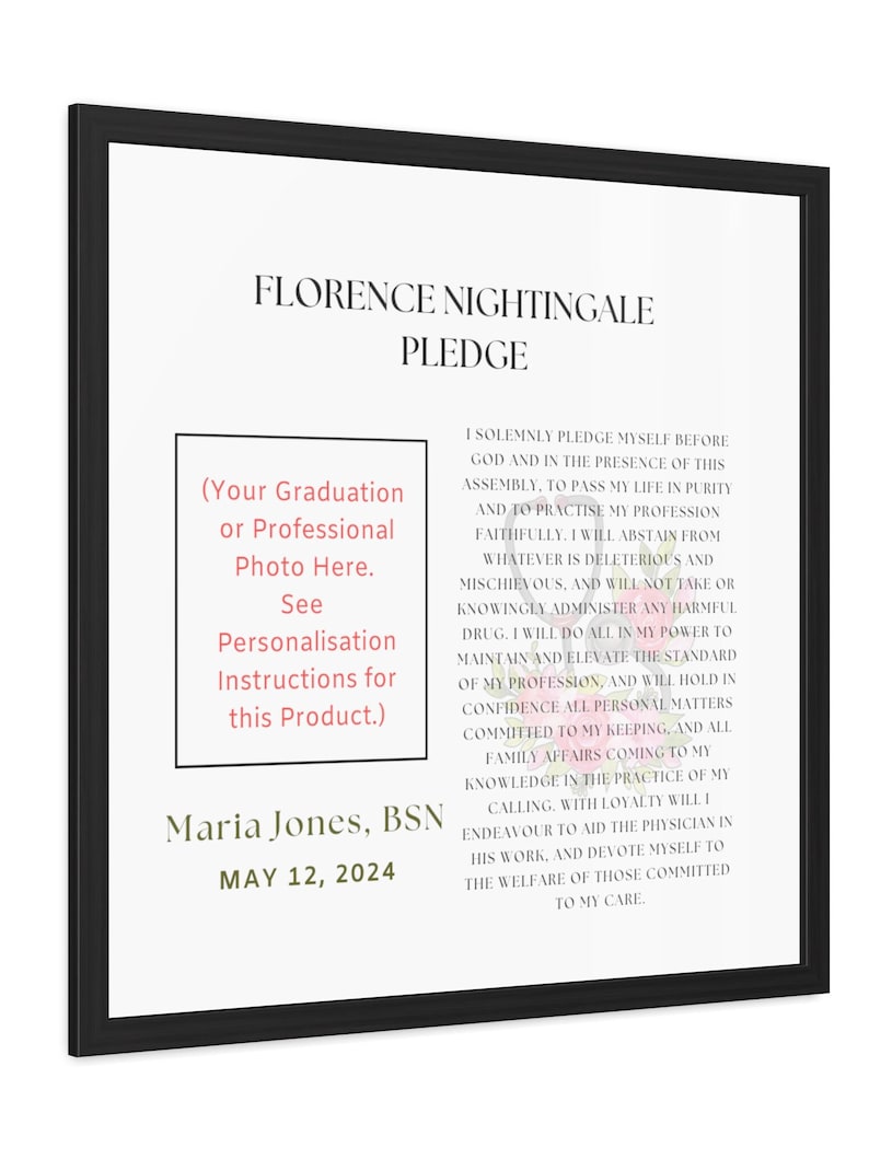 Florence Nightingale Pledge Personalized Wall Hanging Gift for Graduate ...
