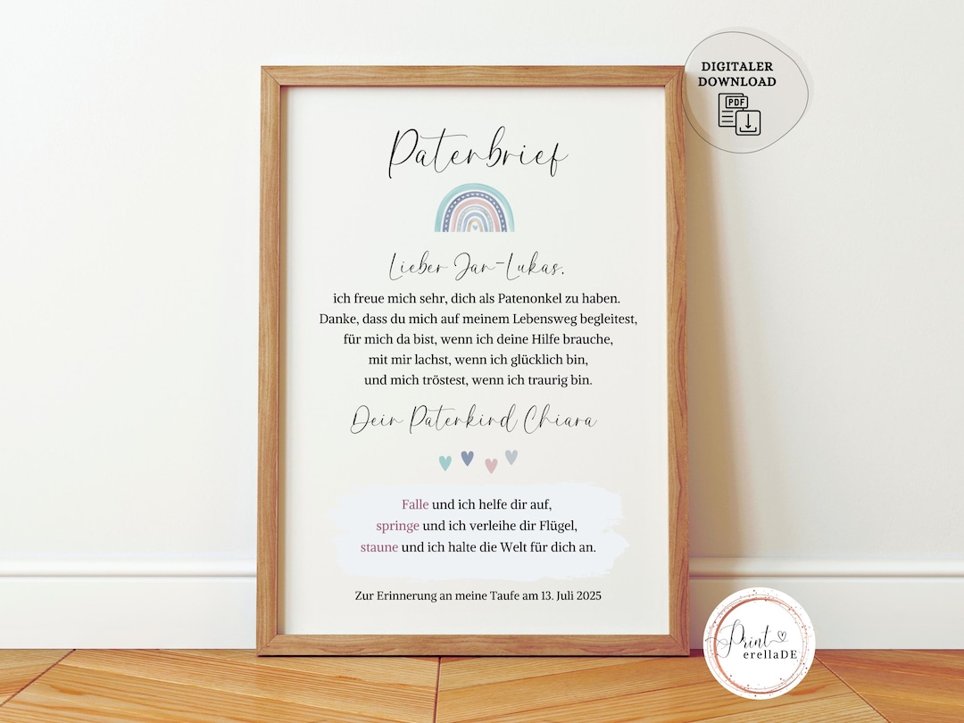 Personalized Sponsorship Letter | Baptism Certificate | Gift for ...