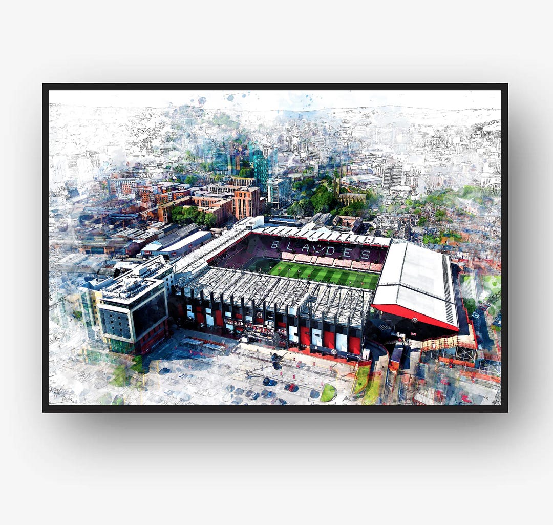 Sheffield United - Bramall Lane Stadium - Wall Art Sketch/paint Print ...