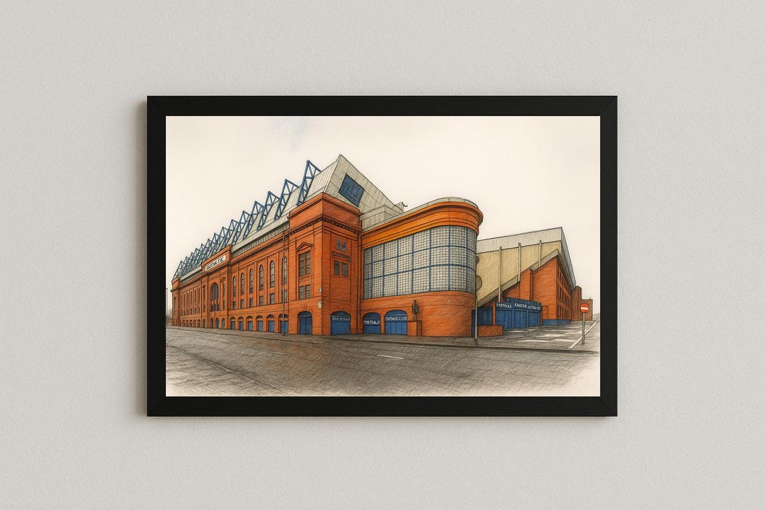 Ibrox Stadium (rangers Football Club) - Wall Art Sketch Print - Various ...