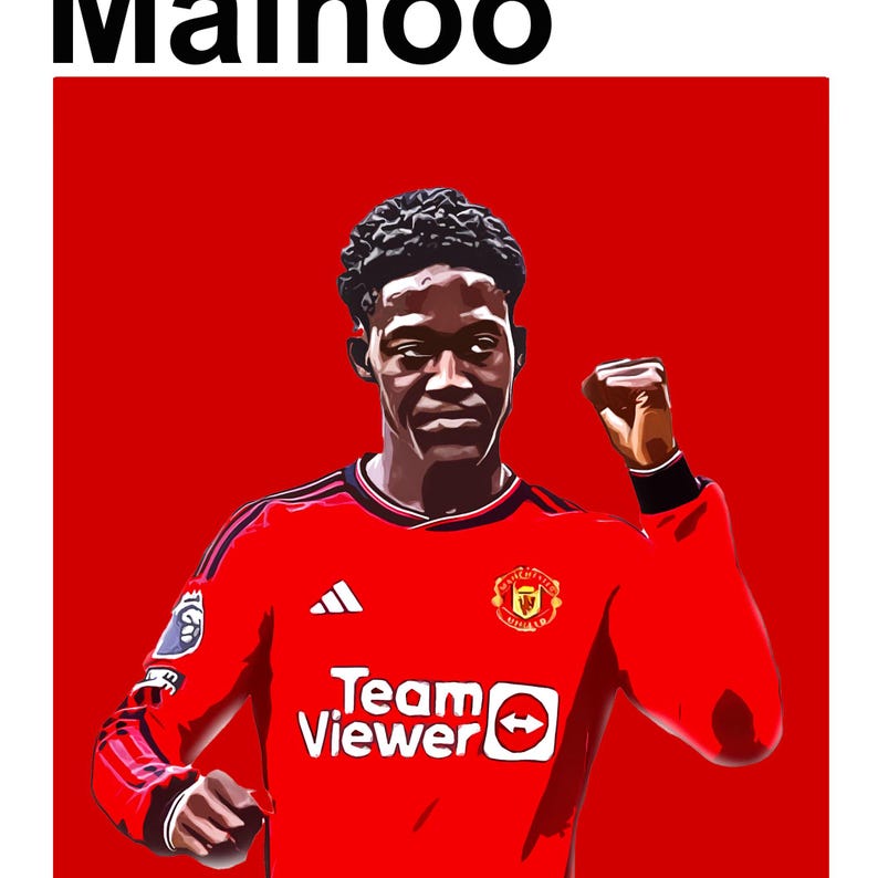 Kobbie Mainoo Manchester United FC , Art Sketch Print, Wall Art ...