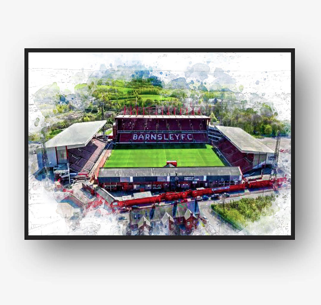 Oakwell Stadium Sketch Print - Football Wall Art for Barnsley ...