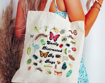 Insects Tote Bag Insect Shopper, Bug Canvas Shopping, Entomology Tote ...
