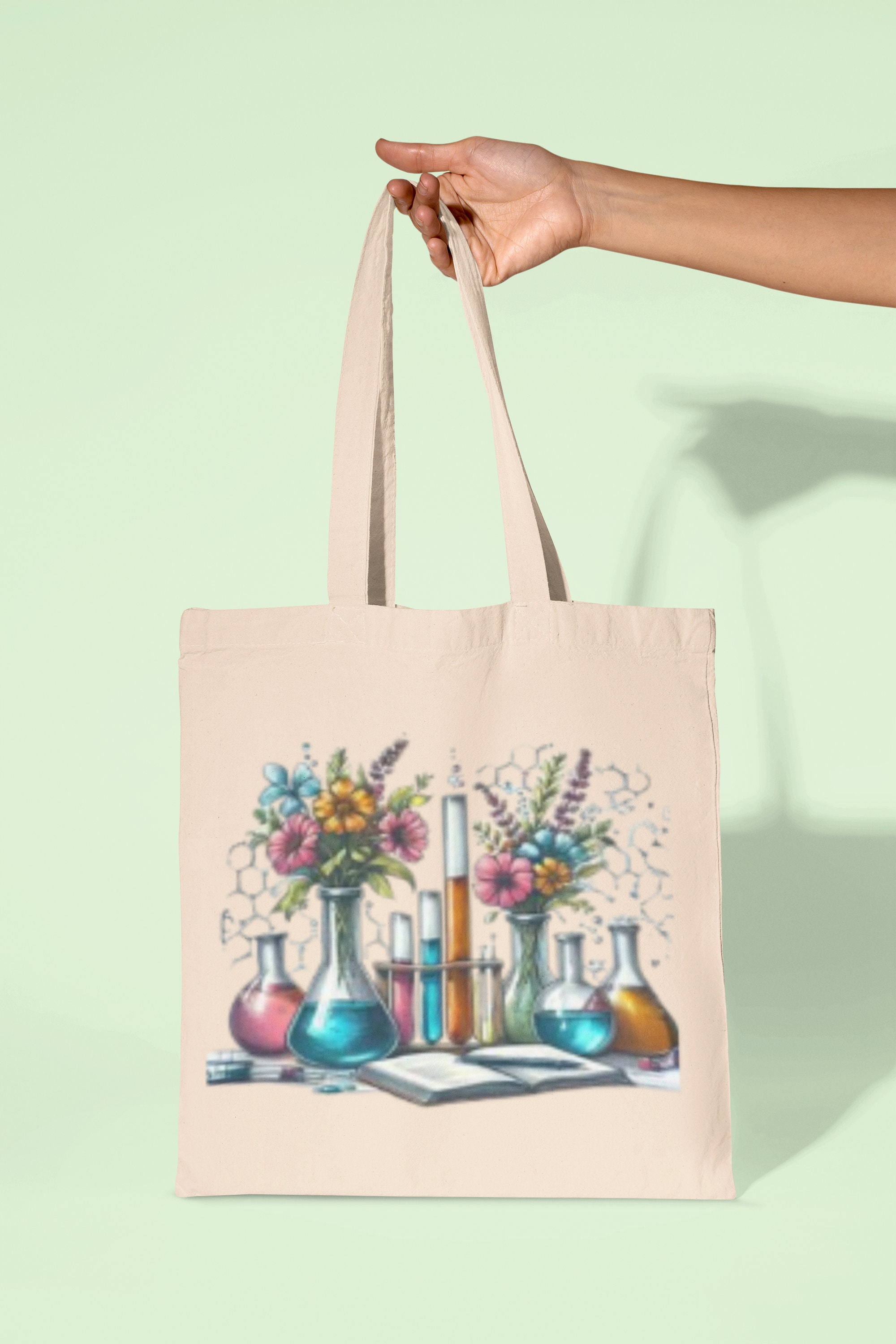 Womens Science Tote Bag,floral Beakers Tote Bag, Laboratory Science ...
