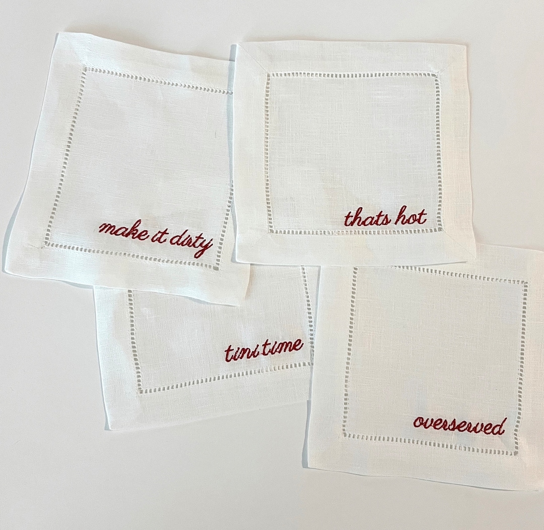 Embroidered Cocktail Napkins - Party Girl; Set of 4 - Etsy