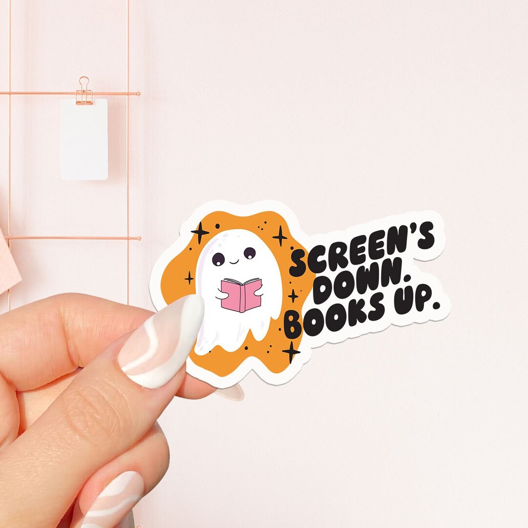 Screen's Down Books up Sticker, Bookish Sticker, Book Lover Gift ...