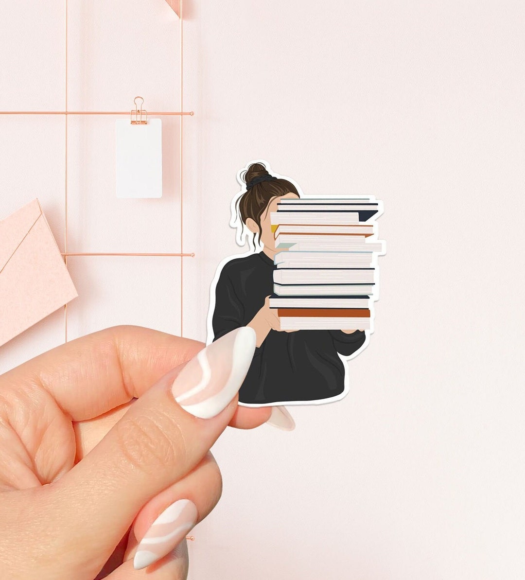 Girl Holding Books Sticker , Bookish Sticker , Book Lover Gift ...