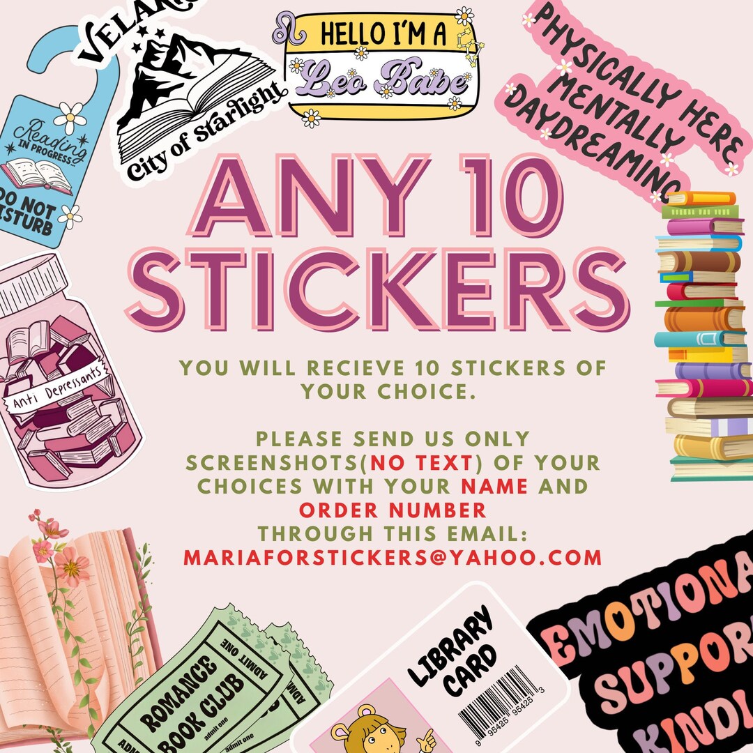 Any 10 Stickers of YOUR Choice , Bookish Sticker, Book Lover Gift ...