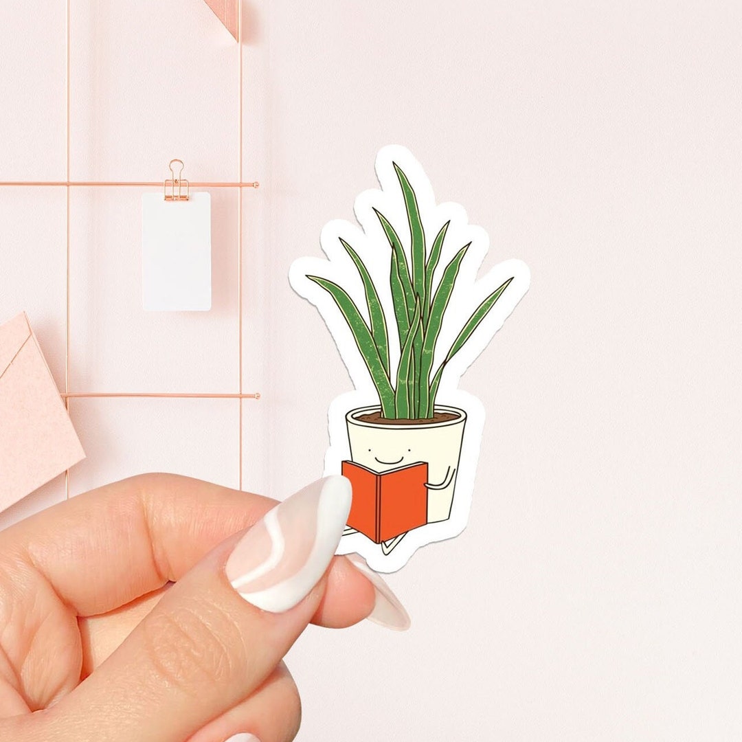 Plant Reading Book Sticker , Bookish Sticker , Book Lover Gift ...