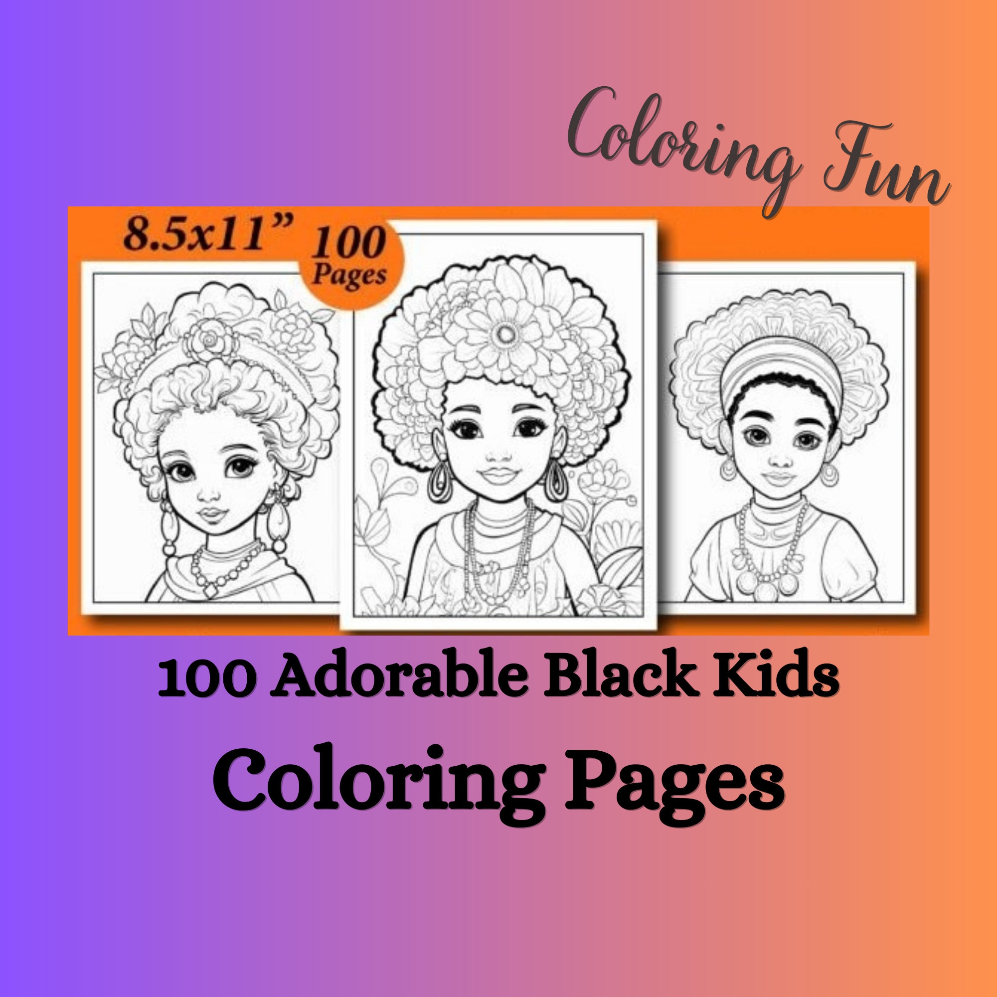 Adorable Black Kids 100 Coloring Pages, Coloring Pages Kids, Black Kids ...
